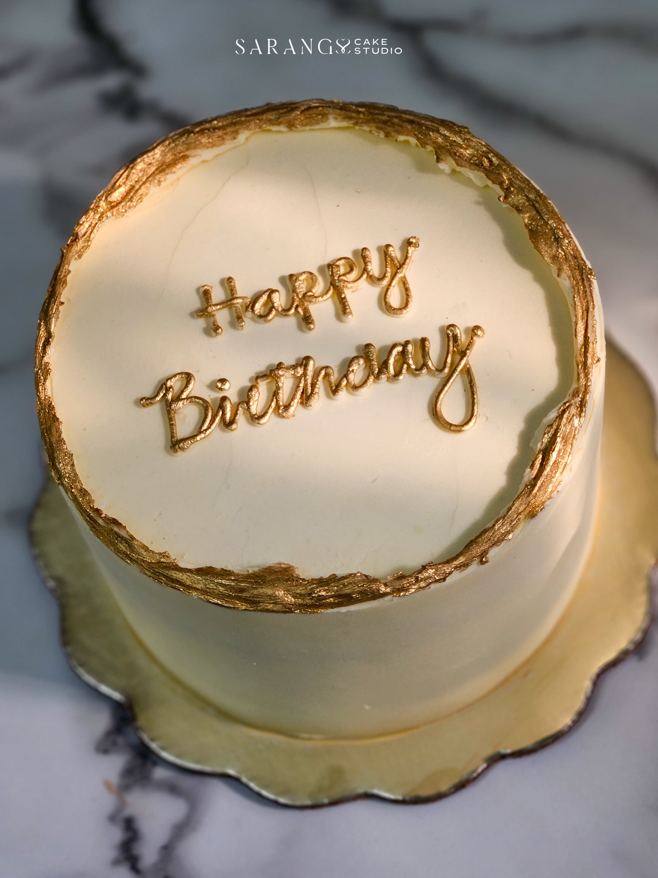 Gold Happy Birthday – Sarang Cake Studio
